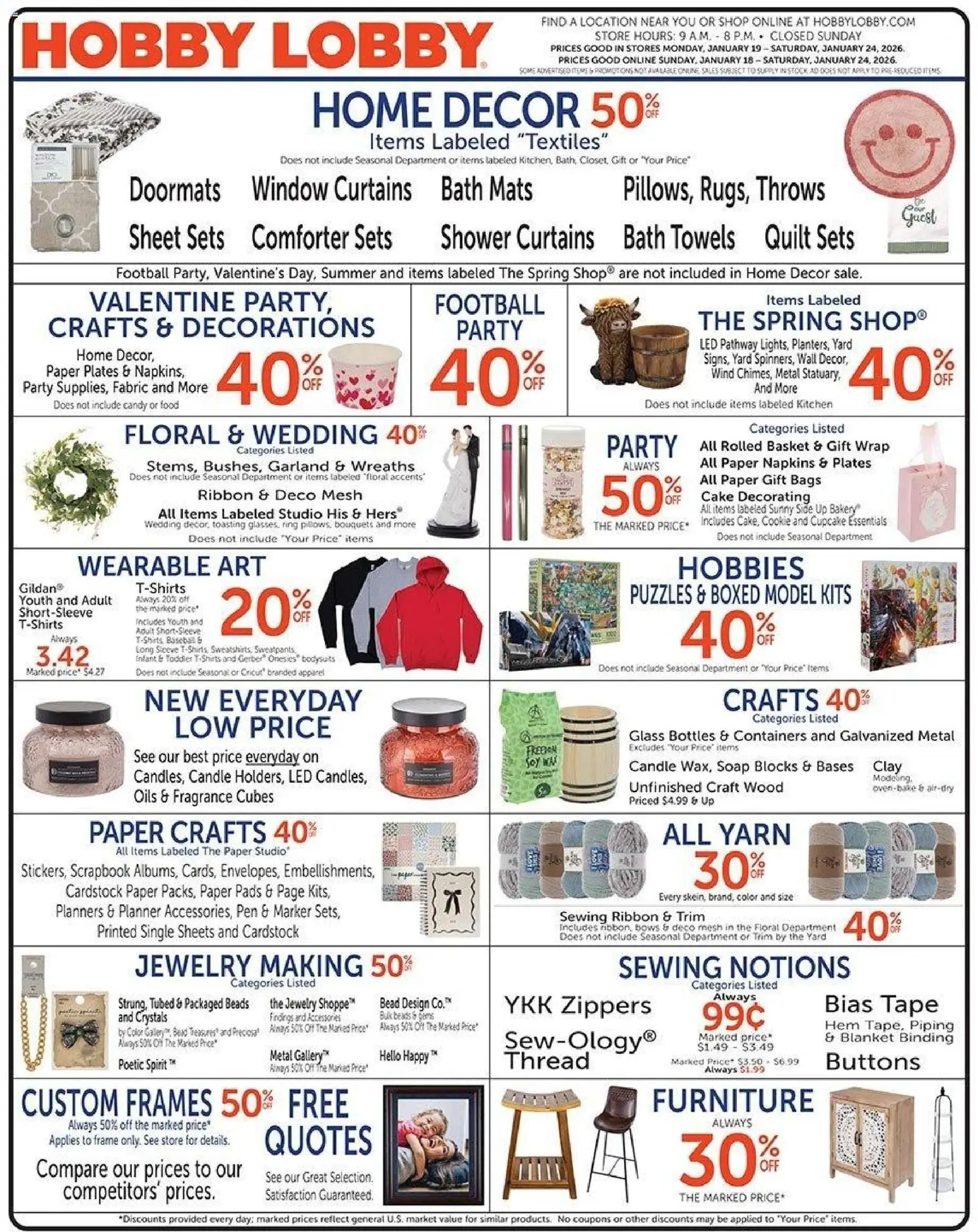 Hobby Lobby Weekly Ad from 01/18/2026 - Flyer, Sale